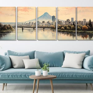 Abstract Portland Painting Canvas Print, Portland Wall Art, Portland ...