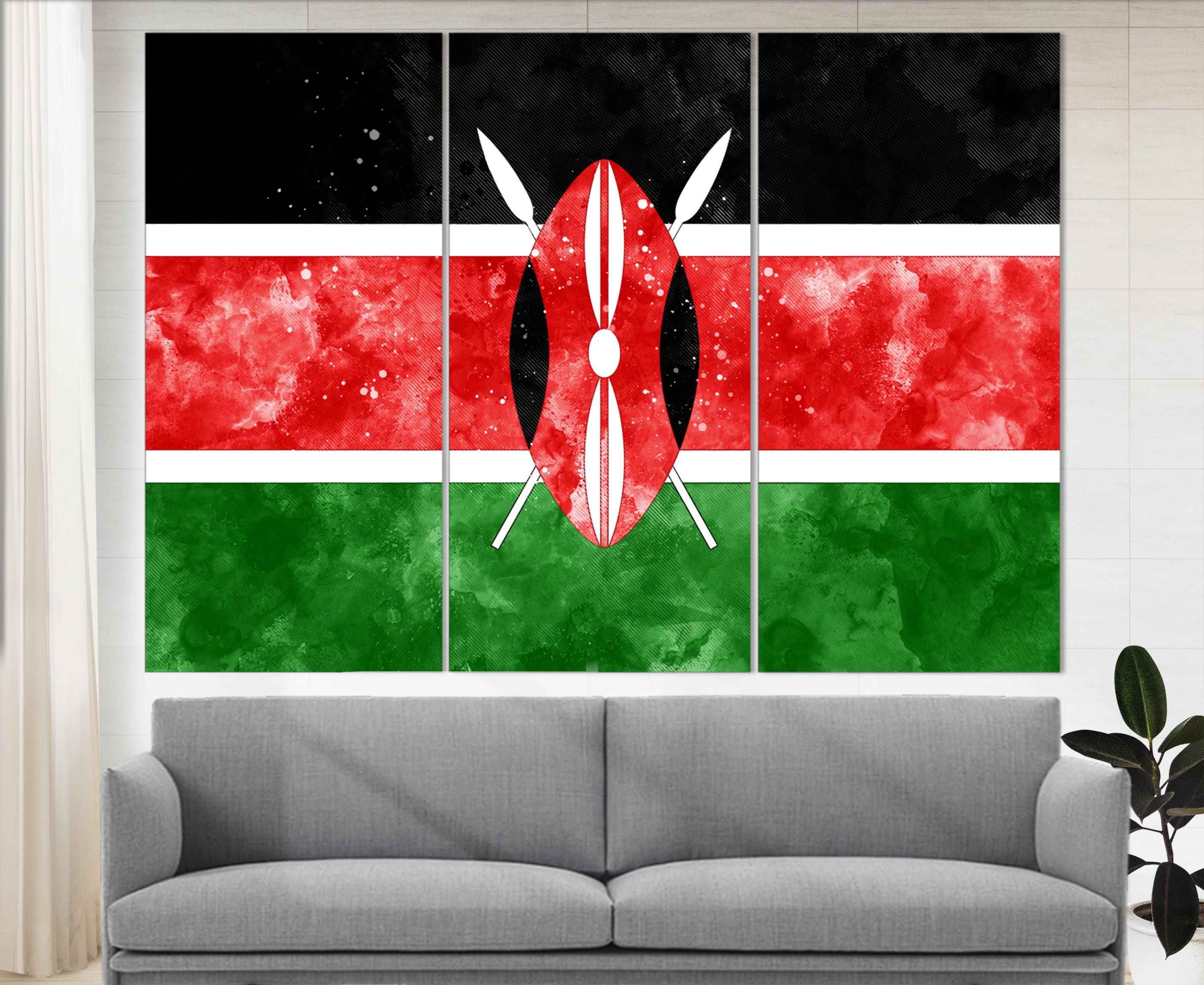 Kenya Flag Canvas Print Kenya Wall Art Flag of Kenya Print | Etsy