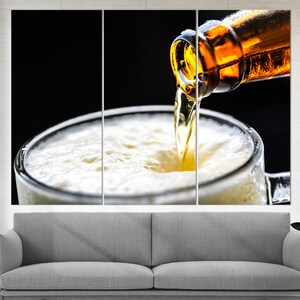 Beer Canvas Art, Bar Wall Decor, Beer Print, Kitchen Wall Decor, Man ...