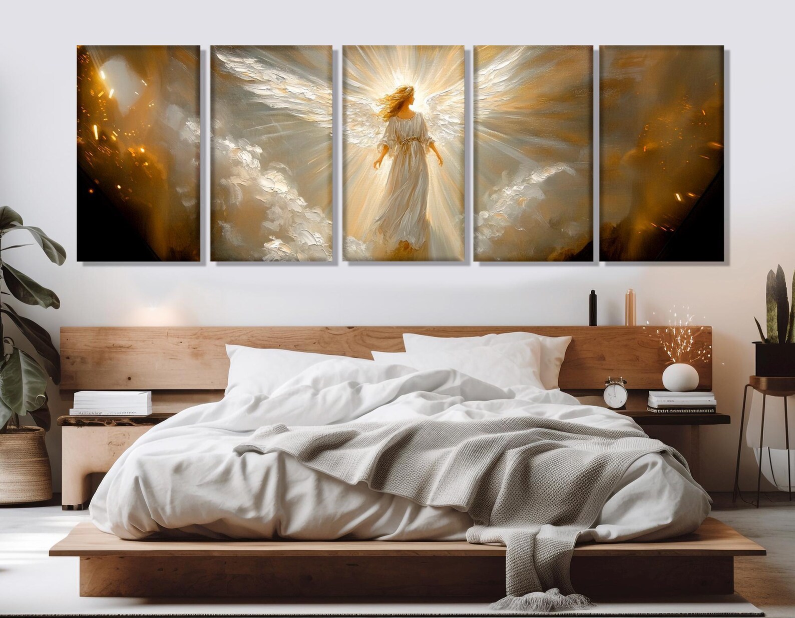 Abstract Angel Painting Canvas Print, Bedroom Wall Decor, Religious ...