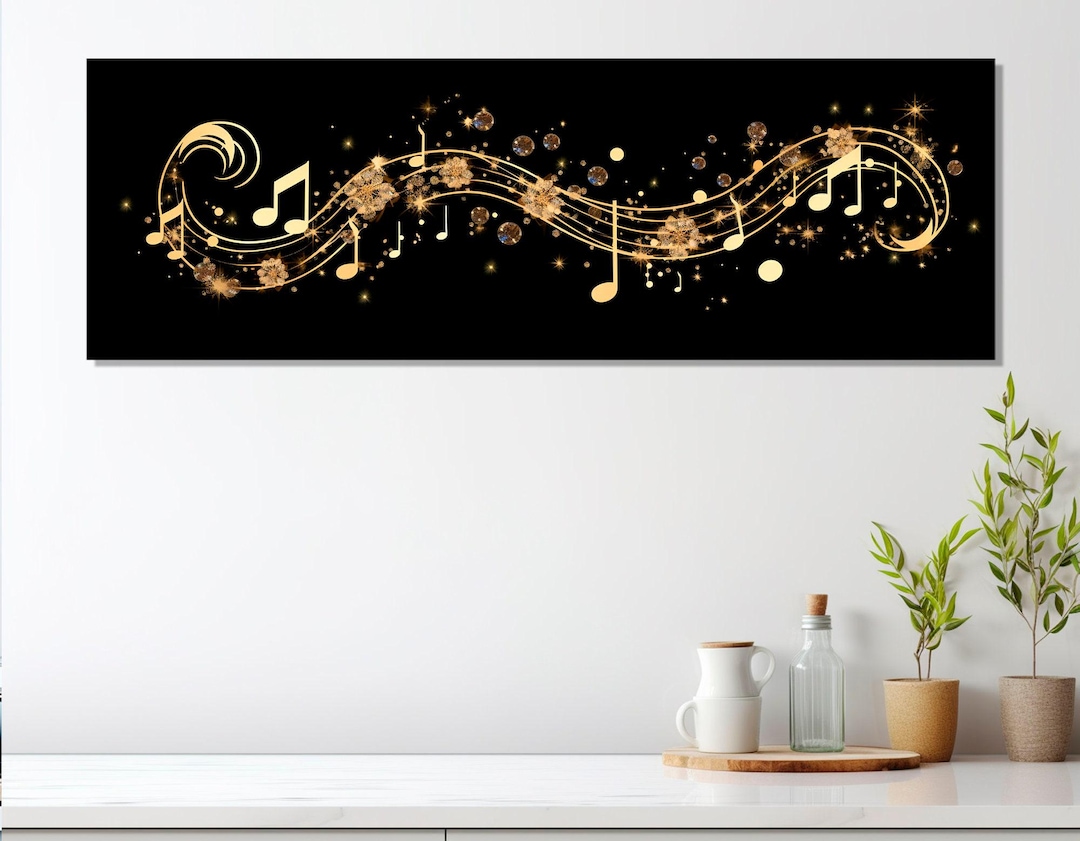 Large Music Wall Art, Abstract Notes Canvas Print, Musician Gift ...