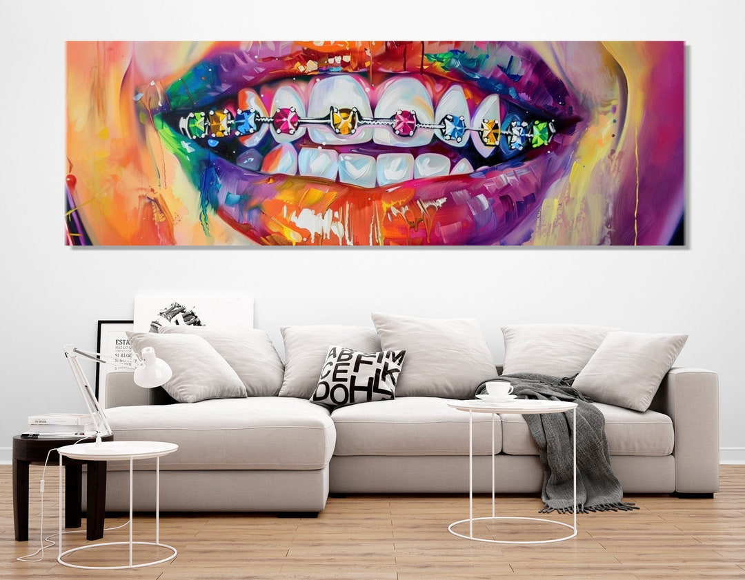 Abstract Braces Painting Canvas Print, Orthodontist Canvas, Dental ...