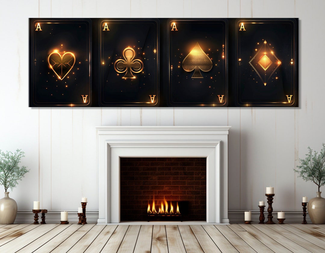 Four Aces Canvas Print, Aces Painting, Casino Wall Art, Gambling Wall ...