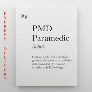 Paramedic Definition Canvas Print, PMD Gift, Paramedic Office Decor ...