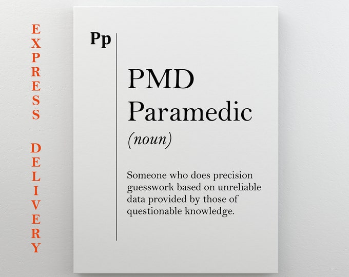 Paramedic Definition Print, PMD Gift, Paramedic Office Decor, Medical ...