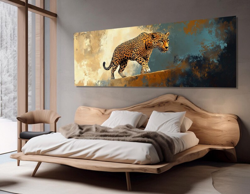 Majestic Leopard Painting Canvas Print, Animals Wall Art, Abstract ...