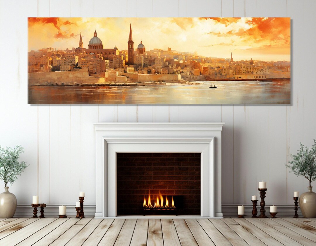 Abstract Valletta Painting Canvas Print, Abstract Malta Wall Art, Large ...