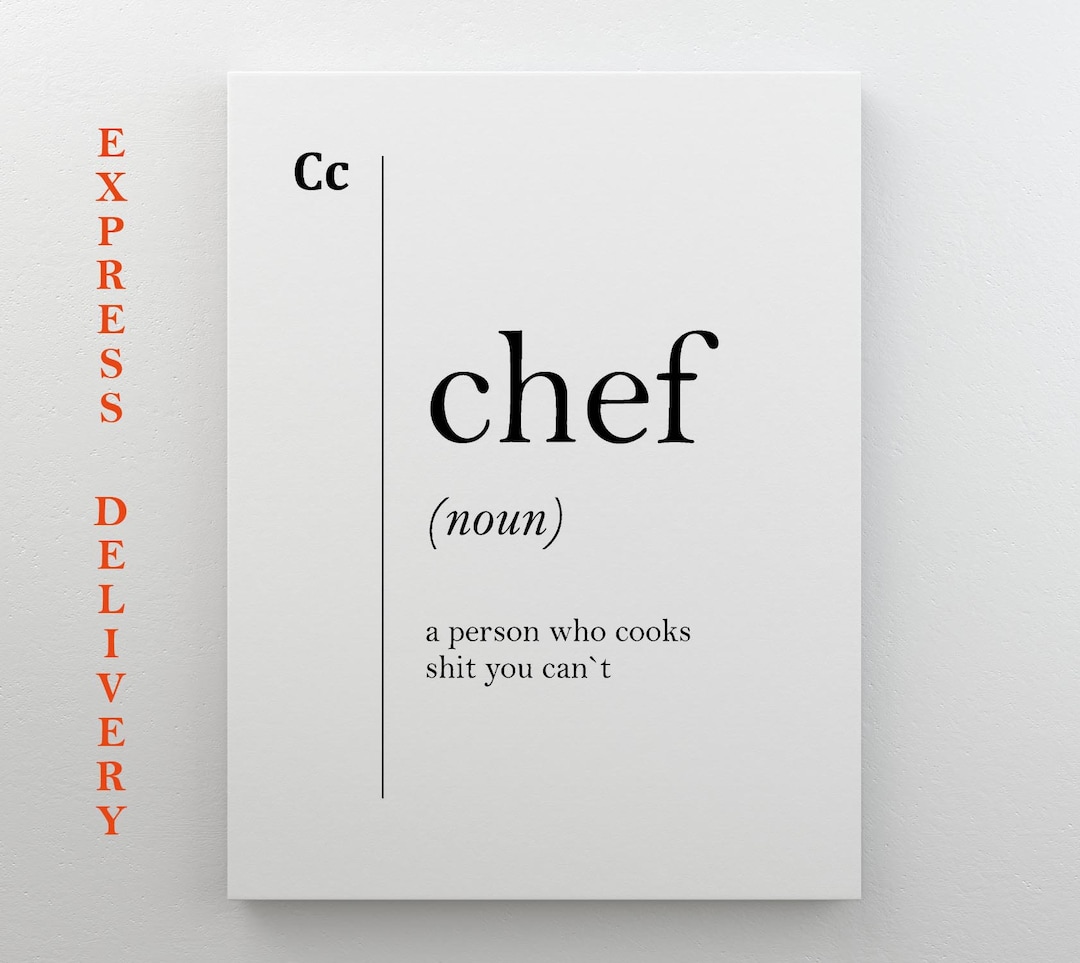 Chef Canvas Art Definition Print Gift for Cook Cooking Poster Funny ...