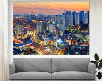 Seoul Skyline Art Print South Korea Wall Art Korean Travel - Etsy