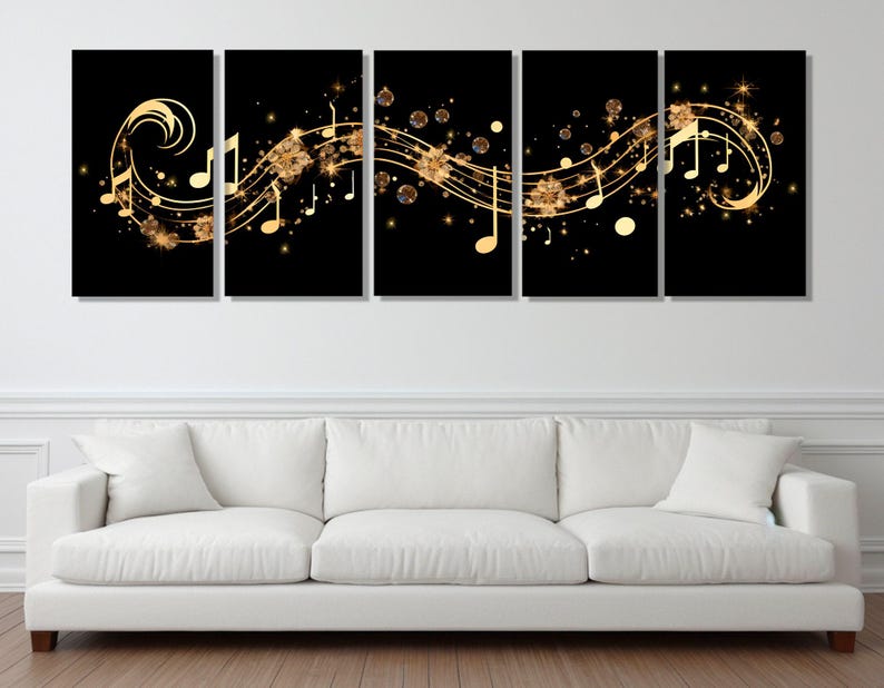 Large Music Wall Art, Abstract Notes Canvas Print, Musician Gift ...