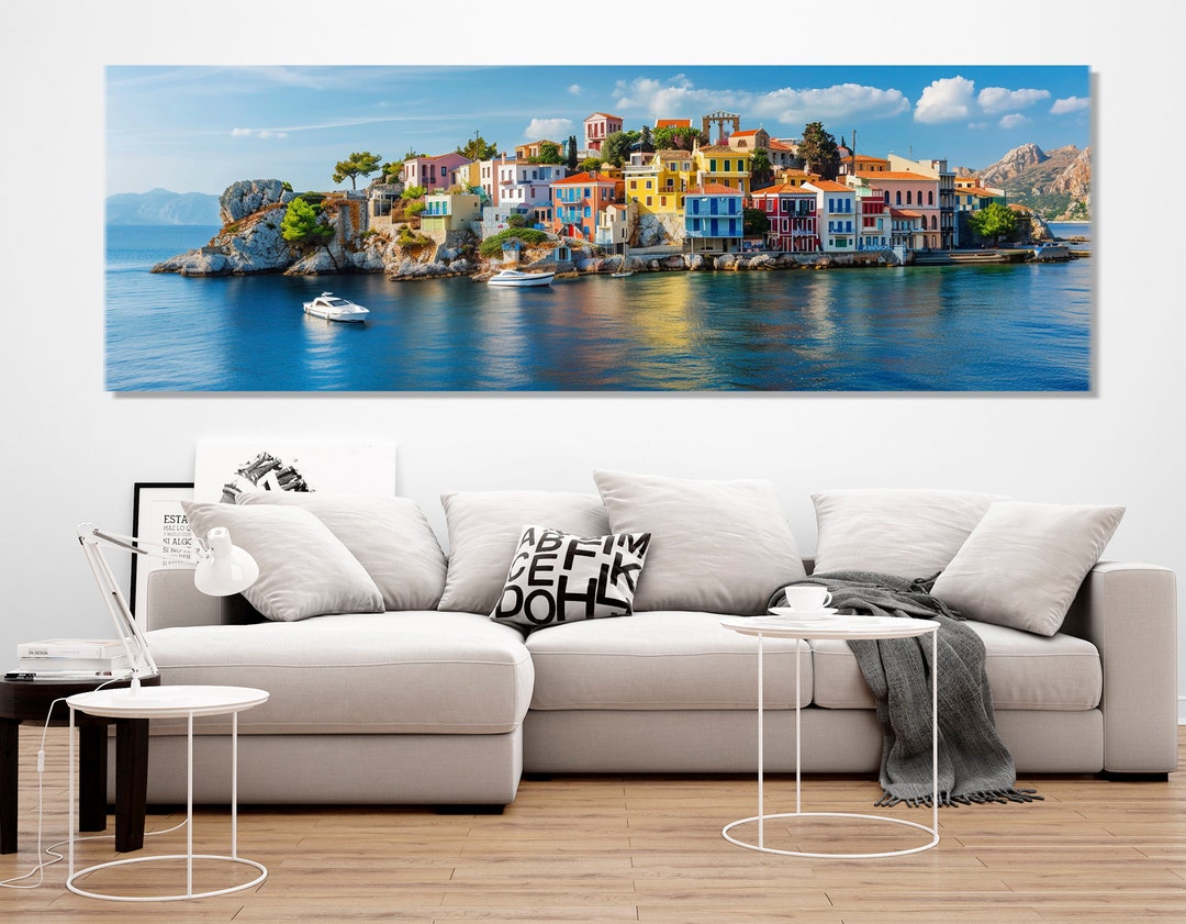 Large Greece Painting Canvas Print Wall Art, Abstract Greek Island ...