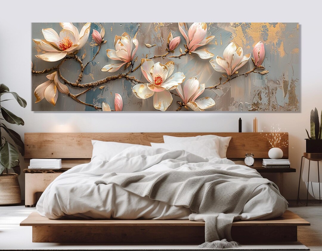 Abstract Magnolia Blossom Canvas Print, Soft Pink Magnolia Painting ...