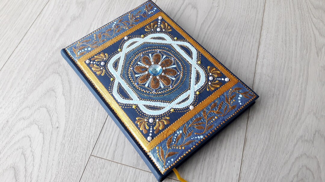Handpainted Mandala Notebook Hardcover Undated Yoga Journal Oriental ...