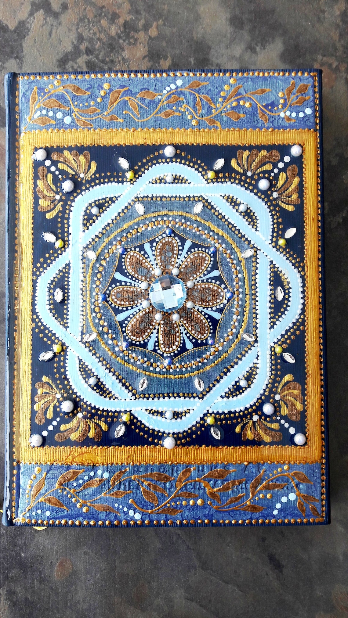 Handpainted Mandala Notebook Hardcover Undated Yoga Journal Oriental ...