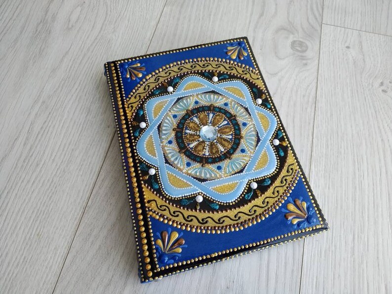 Handpainted Mandala Notebook Hardcover Undated Yoga Journal Oriental ...