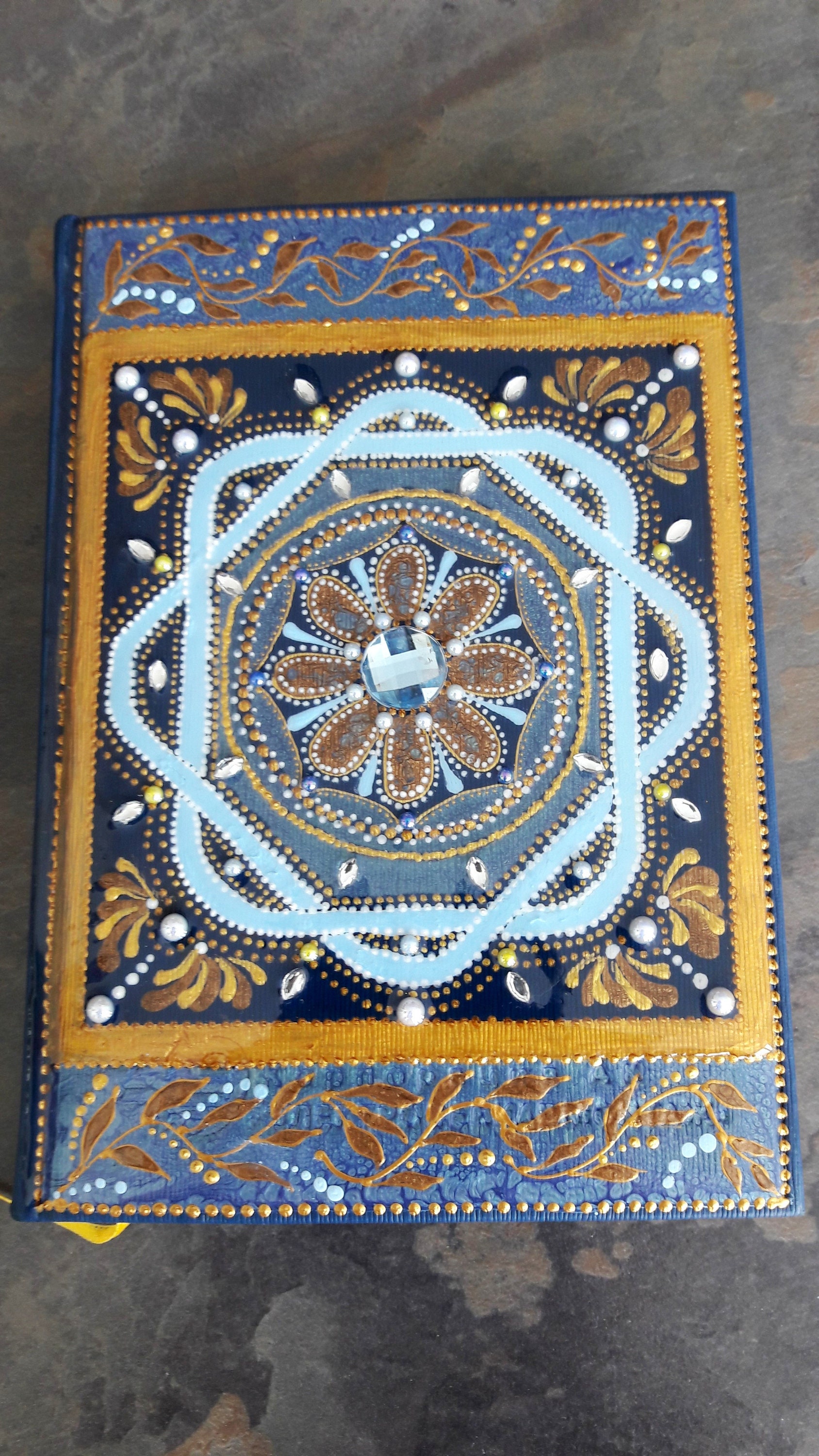 Handpainted Mandala Notebook Hardcover Undated Yoga Journal Oriental ...