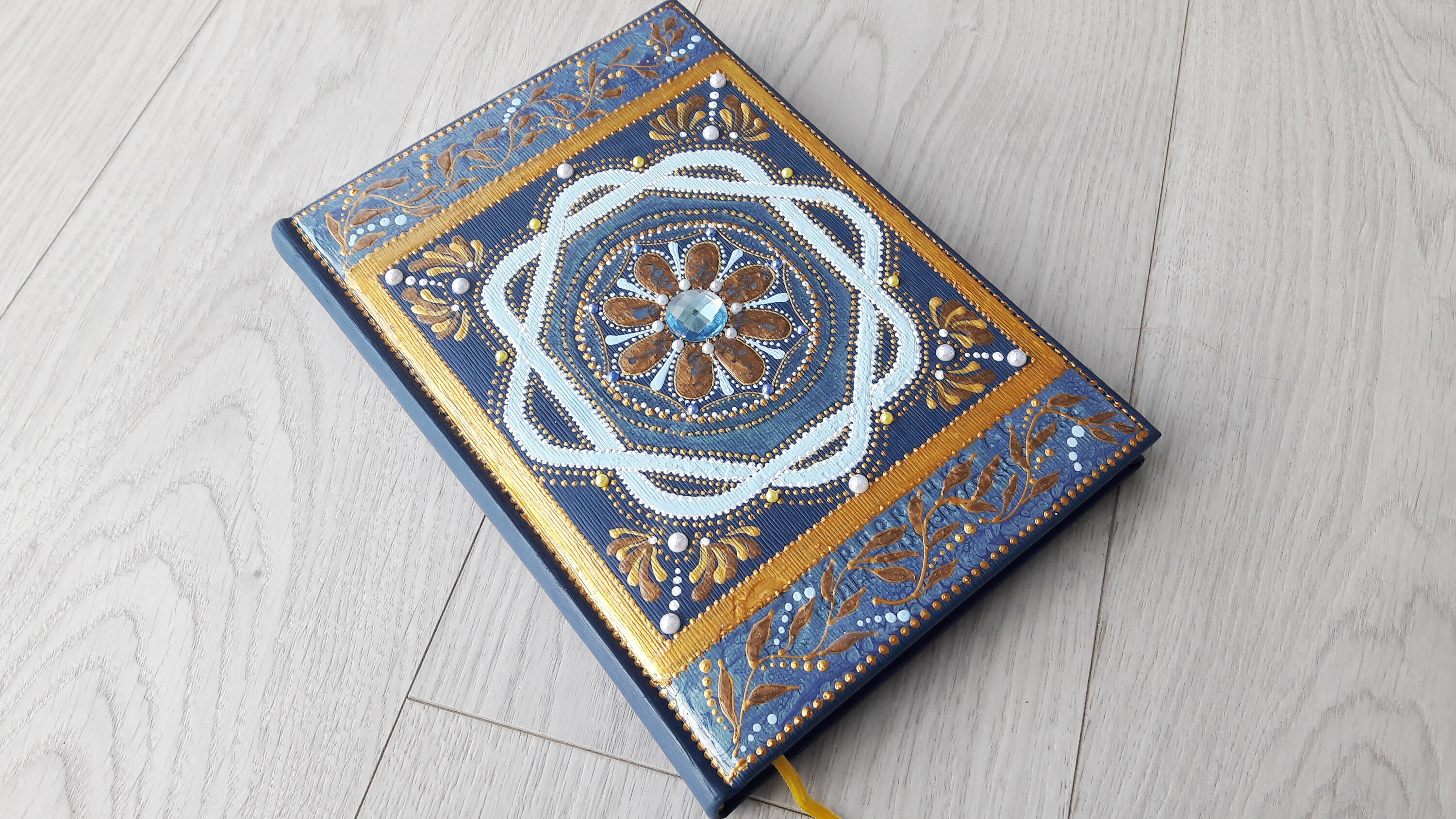 Handpainted Mandala Notebook Hardcover Undated Yoga Journal Oriental ...
