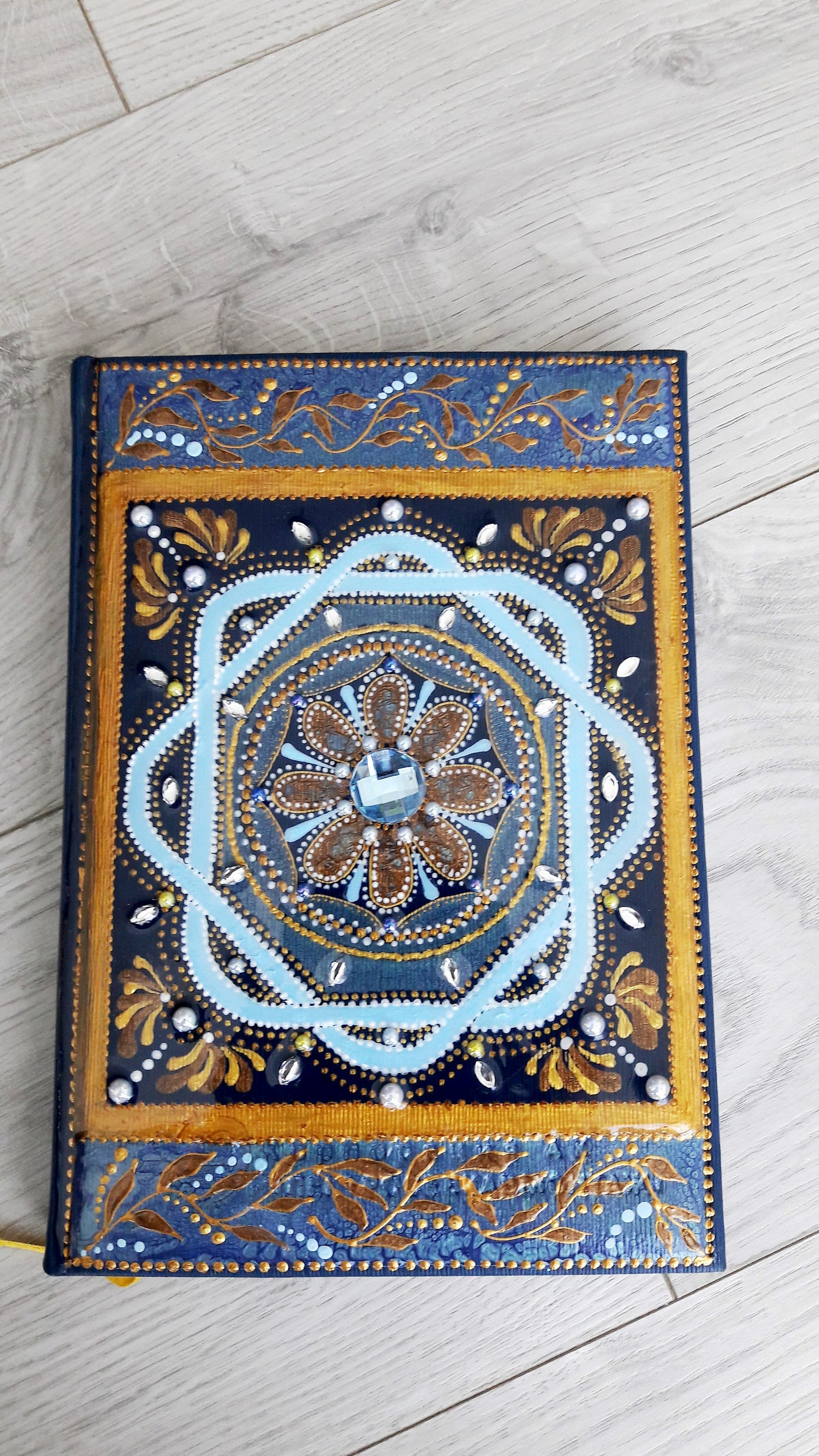 Handpainted Mandala Notebook Hardcover Undated Yoga Journal Oriental ...