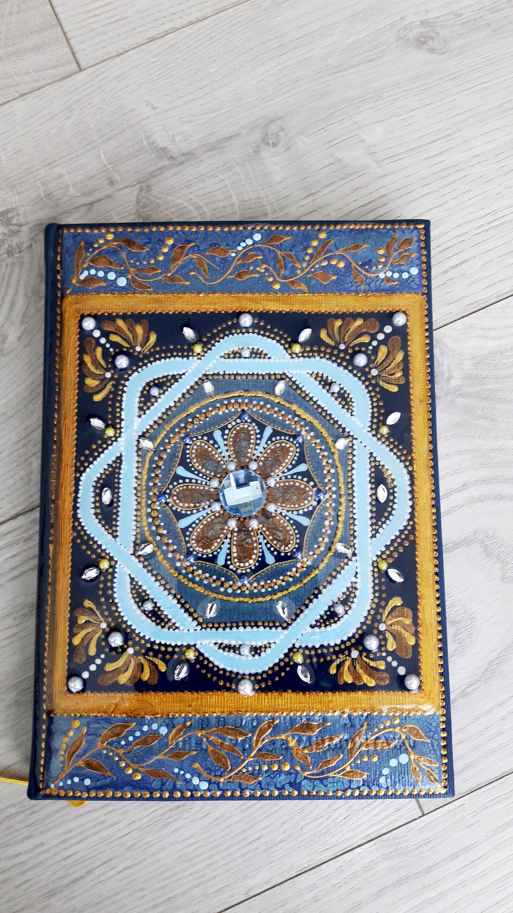 Handpainted Mandala Notebook Hardcover Undated Yoga Journal Oriental ...