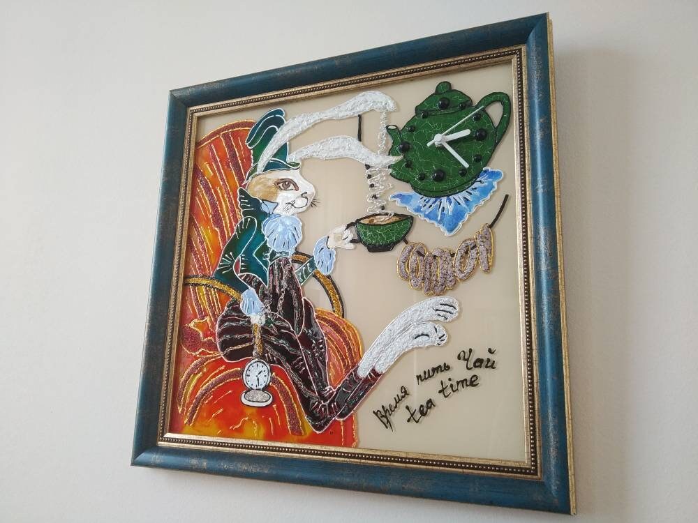 Rabbit Whit Clock Alice in Wonderland Wall Cllock Time to - Etsy