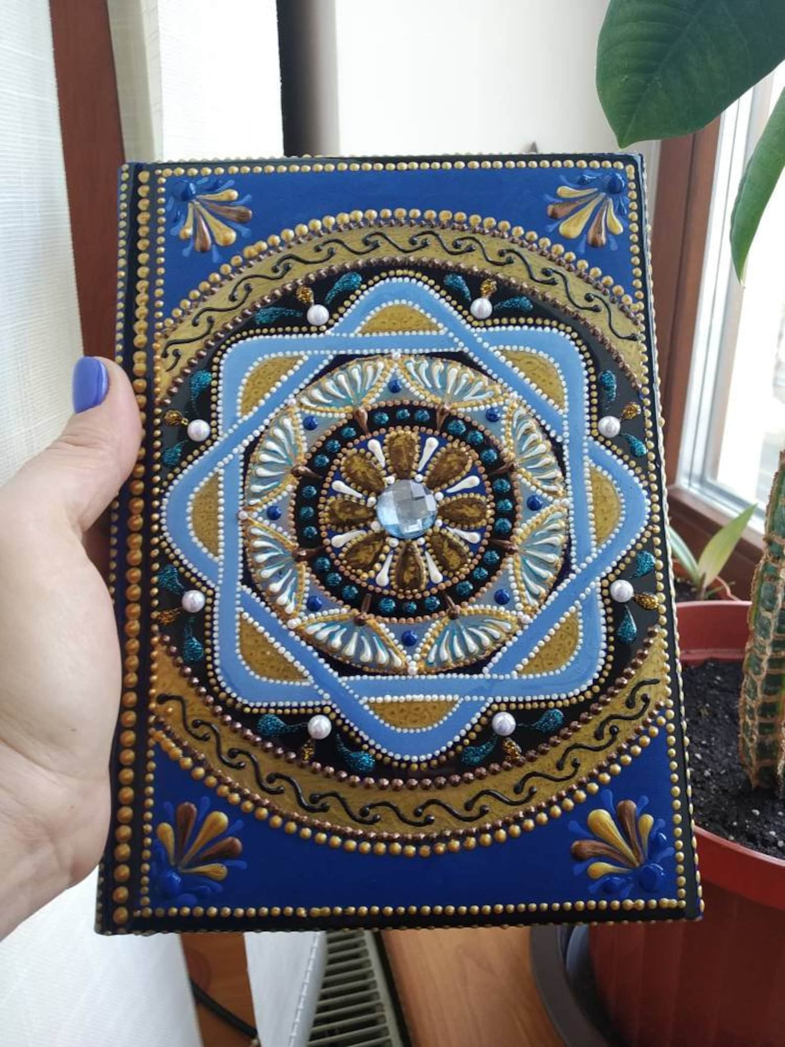 Handpainted Mandala Notebook Hardcover Undated Yoga Journal - Etsy
