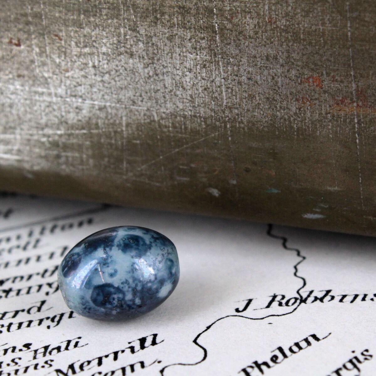 Vintage Egg Shaped Austrian Picasso Glass Bead With Porcelain ...