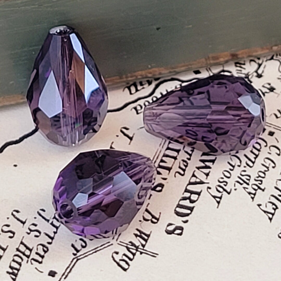 Cut Faceted Drop Bead in Dark Purple - 1 Dozen - Etsy