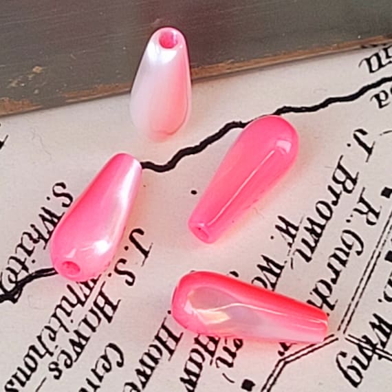 Mother of Pearl Drop Bead in Pink 1 Dozen | Etsy