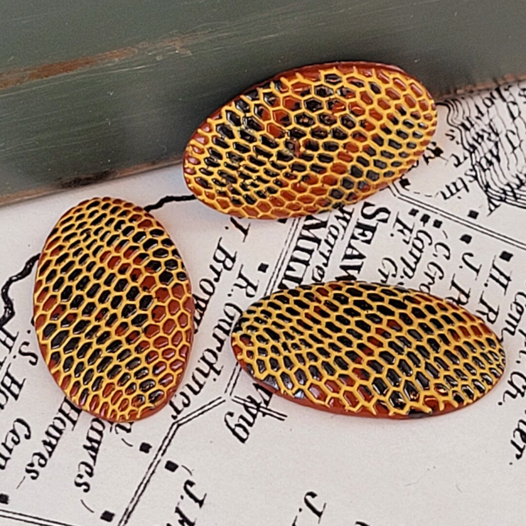 Glass "snakeskin" Stone in Brown Circa 1920 - 2 Pcs - Etsy