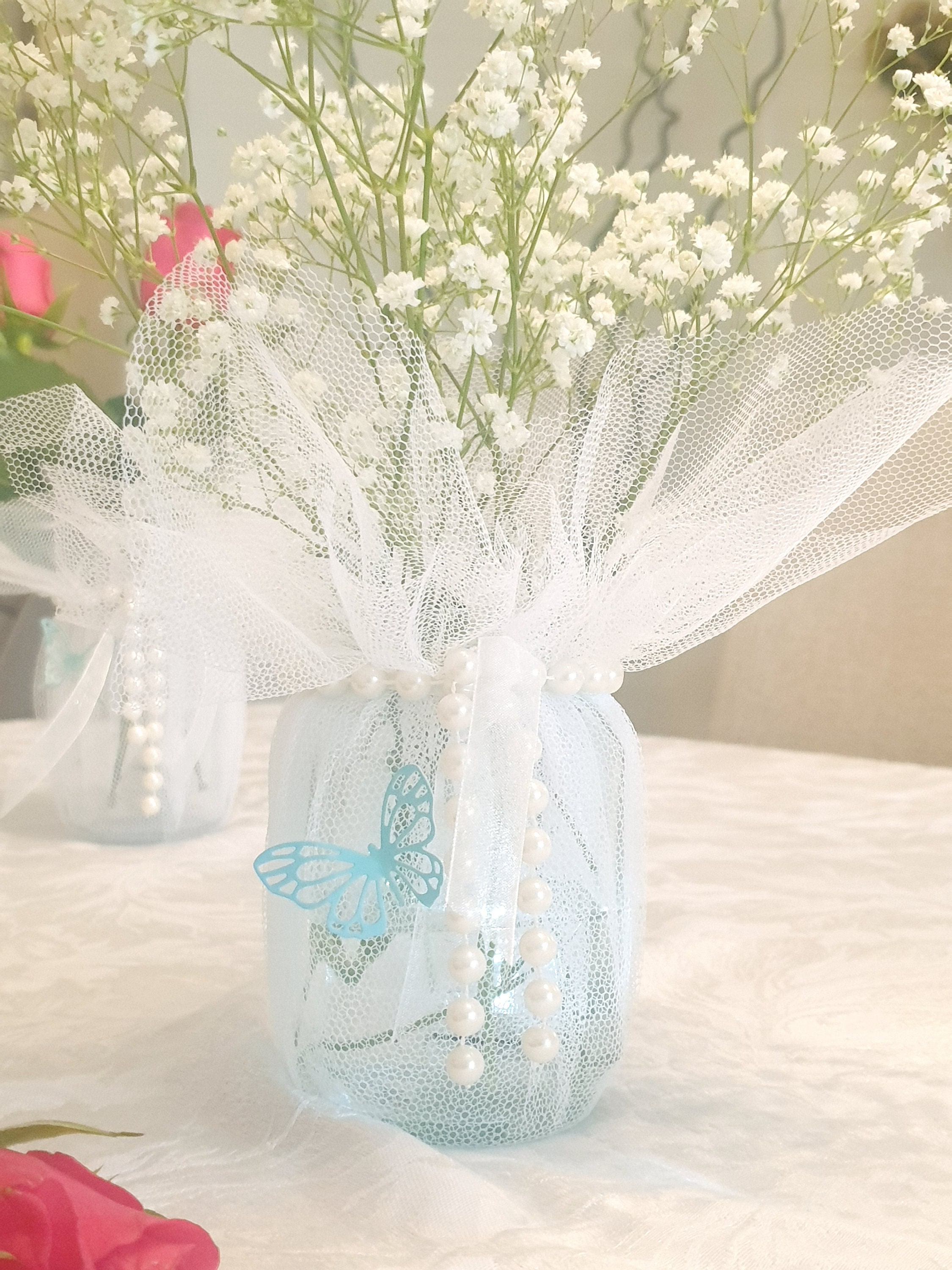 Decorated Wedding Flower Jam Jars | Etsy