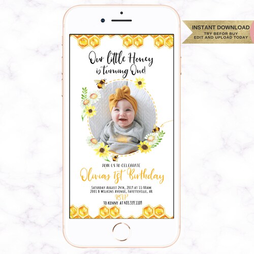 Bee Birthday Invitation Beehive Invite Little Honey Birthday | Etsy