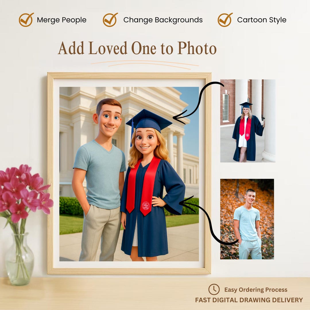 Custom Graduation Cartoon Portrait, 3D Animated Gift, Personalized ...