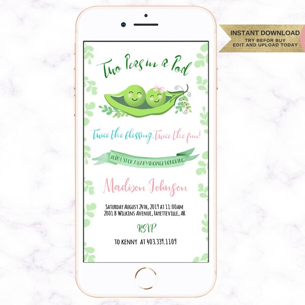 Pea Pod Invitation - Etsy