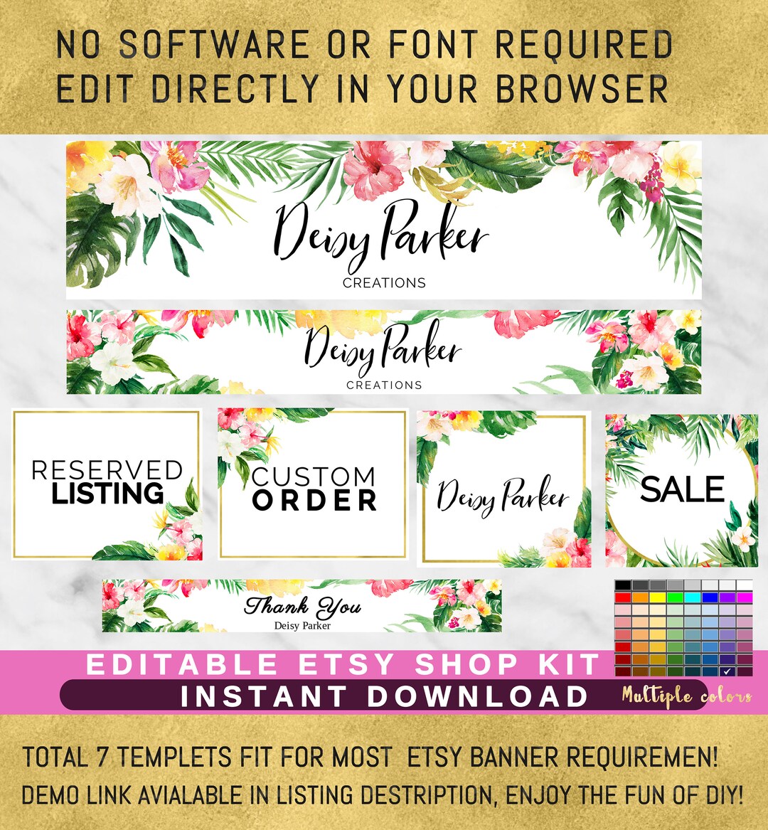 Shop Banner Templateinstant DOWNLOAD Editable-etsy Shop - Etsy