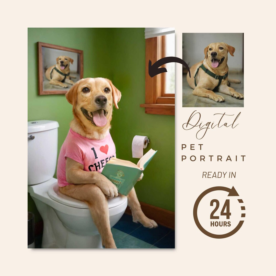Custom Portrait for Pets Using Pet Photo Personalized Digital Dog ...