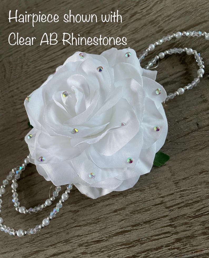 White Rose Ballet Headpiece: Silver Pearl Beaded Hair Flower - Etsy