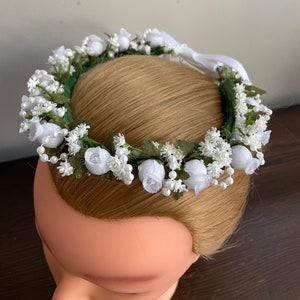 Floral Garland: White Rosebud & Pearl Ballet Headpiece - Etsy