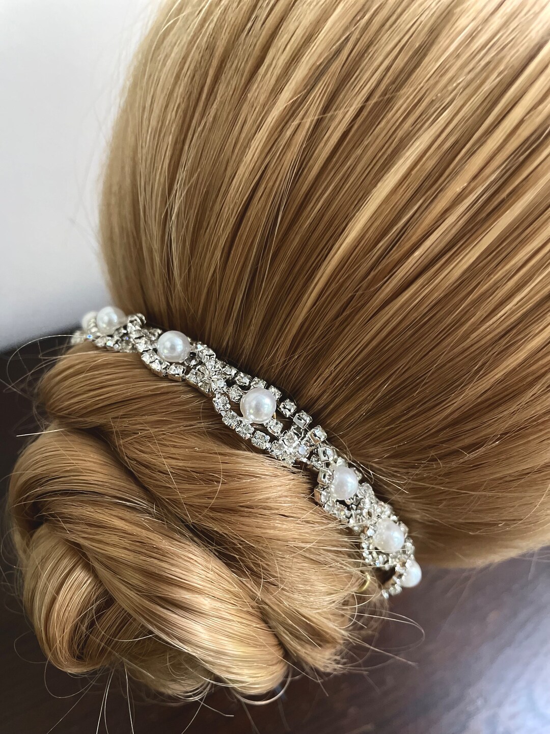 Pearl Rhinestone Bun Wrap: Bridal Ballet Hair Garland - Etsy