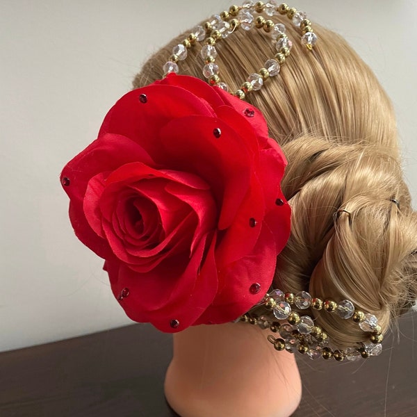 Red Rose Hair Pin - Etsy