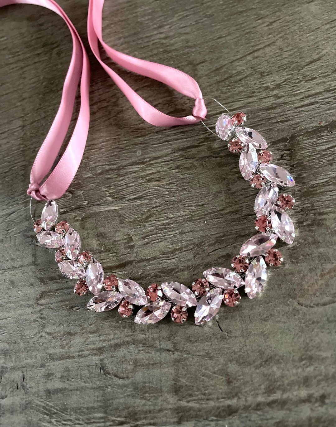 Pink Crystal Bun Wrap: Rhinestone Ballet Hairpiece - Etsy