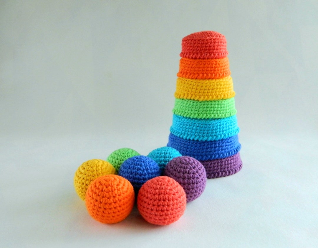 Montessori Toys Rainbow Baby Stacker / Eco Friendly Toddler Learning ...