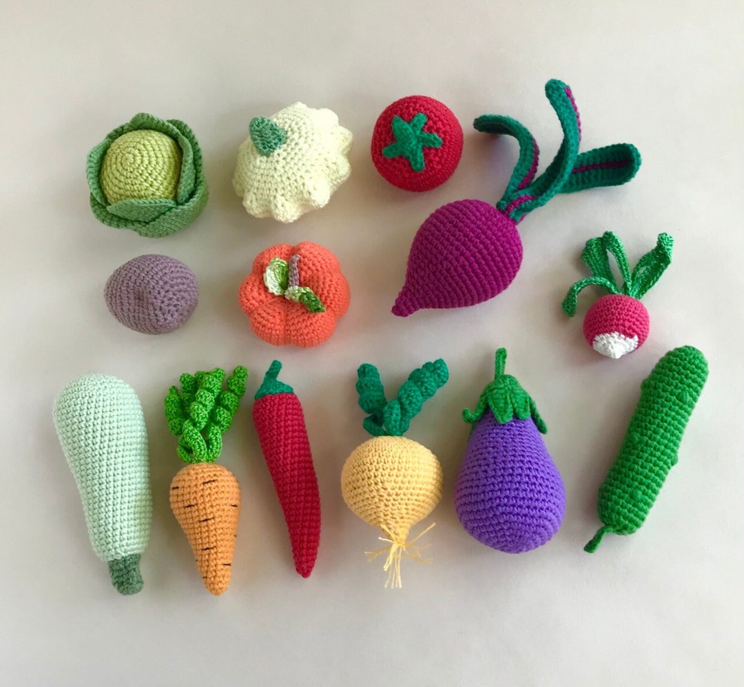 Crochet Food Vegetable / Sensory Play Montessori Materials Pretend Play ...