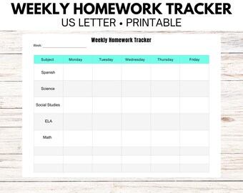 Printable Weekly Assignment Tracker Two Pages Weekly - Etsy