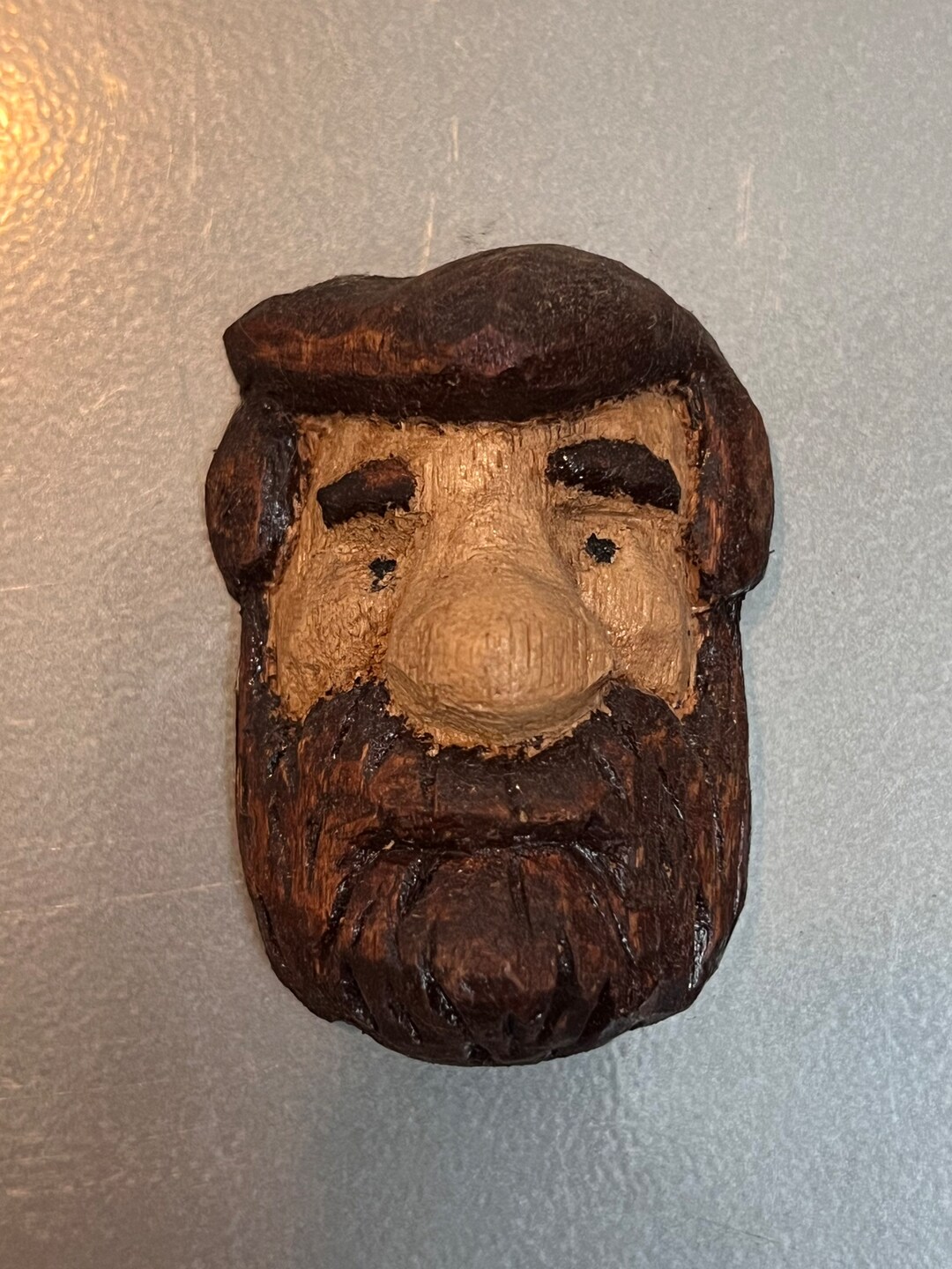 Happy Man With Beard Magnet. Hand Carved Wooden Magnet - Etsy