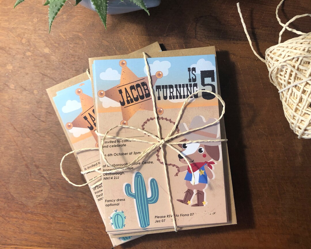 Personalised Cowboy Invitations Pack of 10 - Envelopes Included,cute ...
