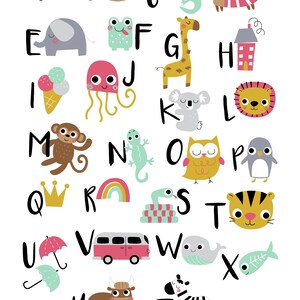 Alphabet Printable-nursery Wall Art INSTANT DOWNLOAD, Nursery Decor ...
