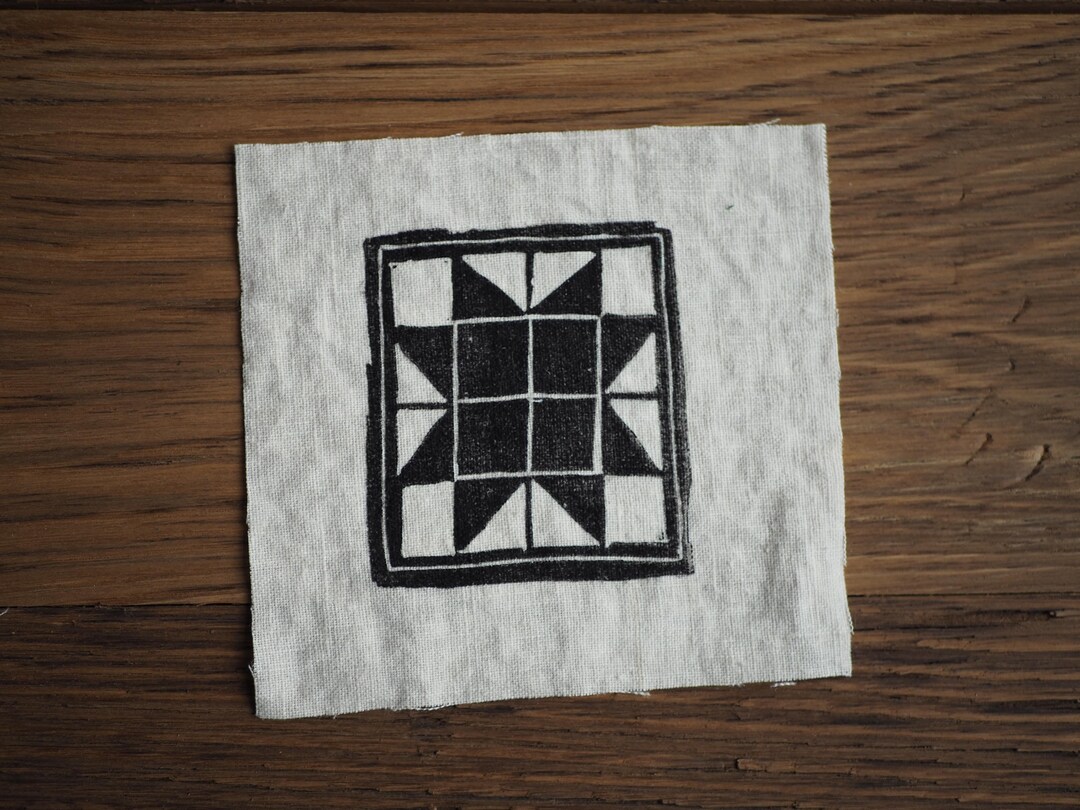 Linocut Linen Patch quilt Star - Etsy