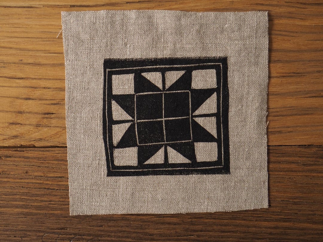Hand-drawn, Carved, and Printed Linocut Linen Patch "quilt Star" - Etsy