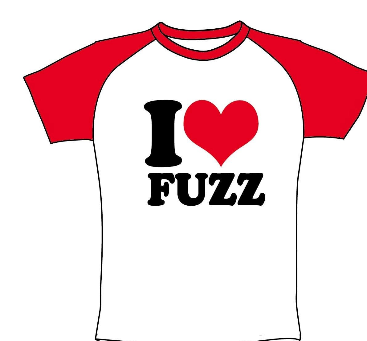 Men's T-Shirt - I love FUZZ - white and red cotton - Raglan