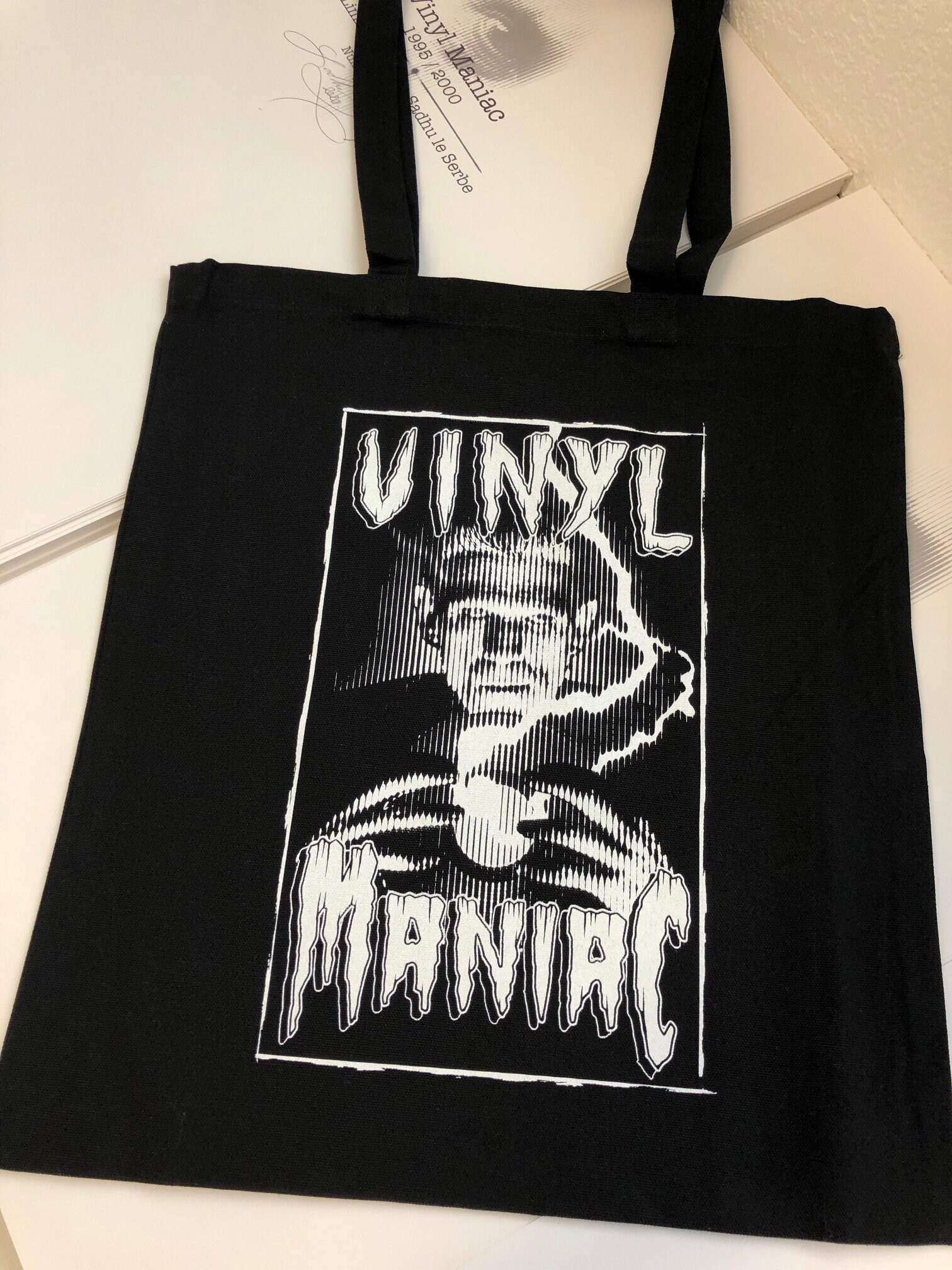 Tote Bag. Vinyl Maniac-Artwork Sadhu the Serbian- Limited